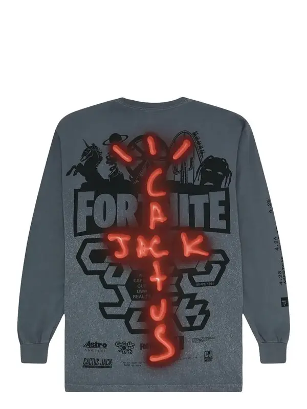 TRAVIS SCOTT Back Bling L/s Tee 'washed - Grey