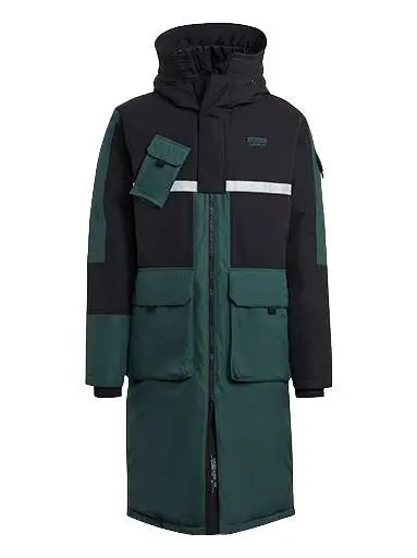 Adidas Long Down Jacket With Hood - Green