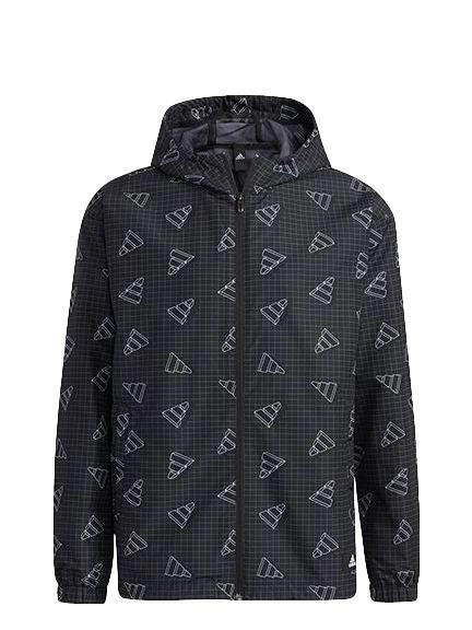 Adidas Full Print Hooded Zip-up Jacket - Black