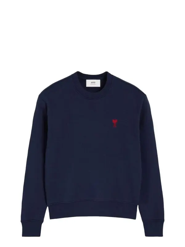 AMI Paris Small Heart Logo Cotton Sweatshirt - Navy