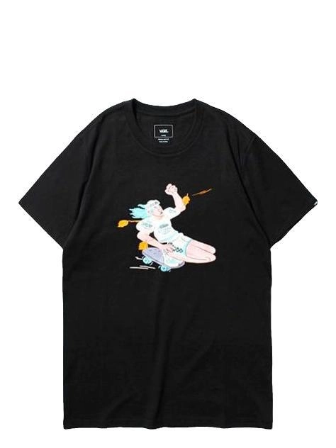 VANS Asian Artist Crossover Series Cartoon Printing Round Neck Short Sleeve - Black