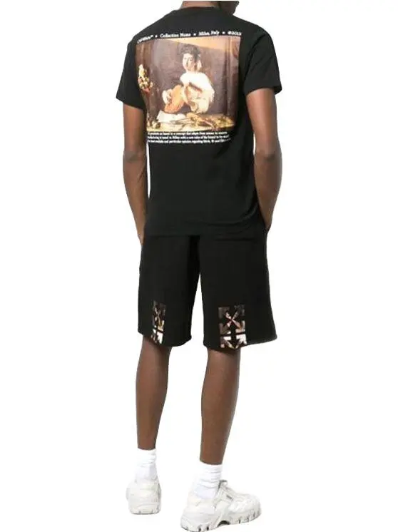 Off-White Ss22 Caravaggio Alphabet Printing Round Neck Pullover Short Sleeve Ordinary Version Black - Multi-color