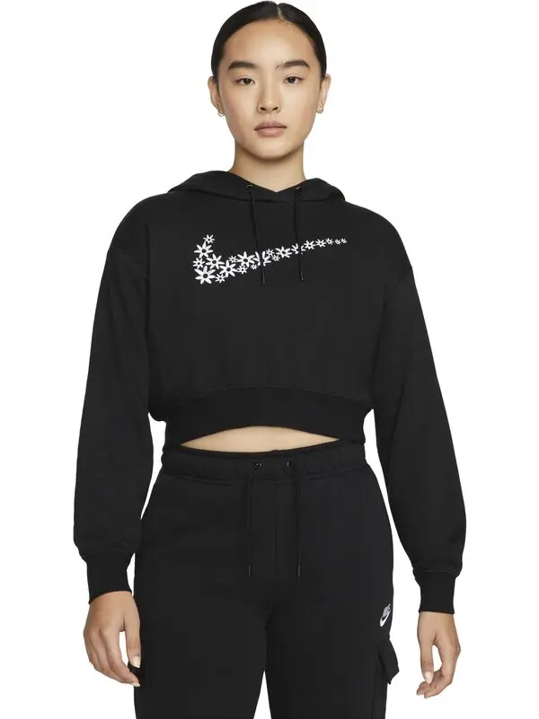 Nike Logo Embroidered Fleece Hoodie - Black