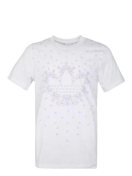 Adidas Originals Bandana Trefoil Pattern Logo Printing Round Neck Short Sleeve T-shirt - White