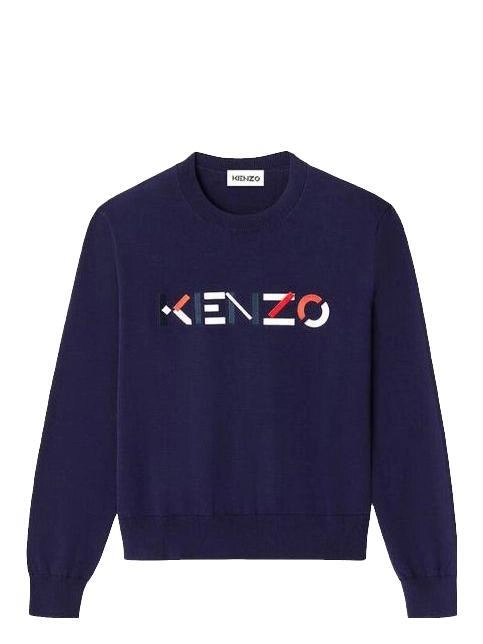 Kenzo Embroidered Logo Round Neck Sweatshirt - Blue