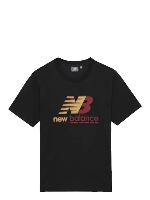NEW BALANCE Round Neck Minimalistic Casual Short Sleeve - Black