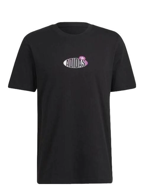 Adidas Originals Minimalistic Alphabet Logo Printing Round Neck Short Sleeve Black T-shirt - Default Color