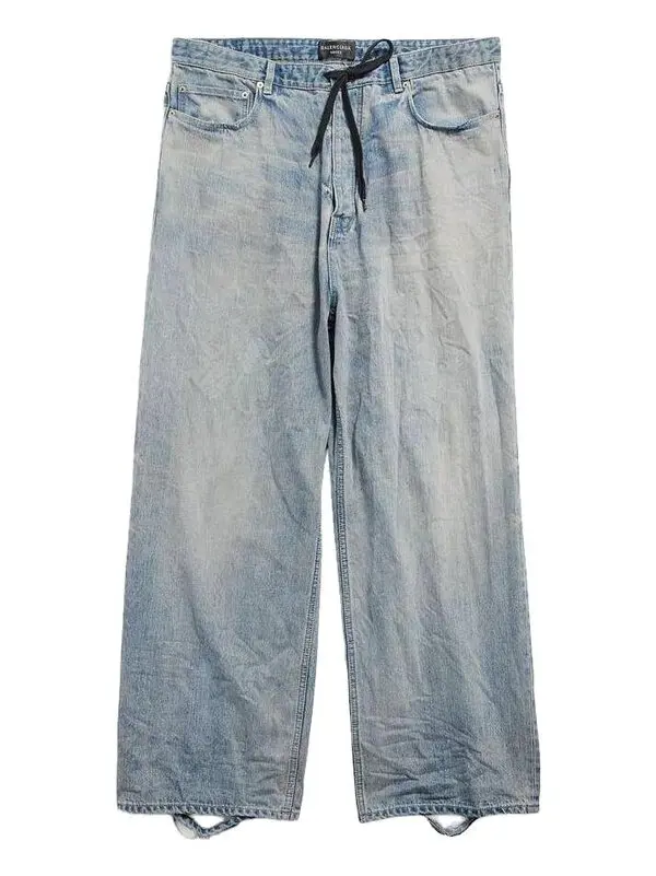 Balenciaga Oversized Baggy Distressed Jeans - Light Blue