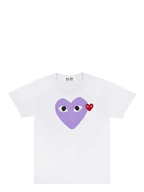 Play Comme Des Garcon Red Emblem Heart T-shirt - White/purple