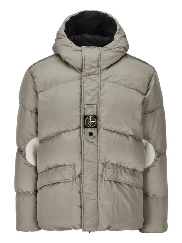Stone Island Compass-motif Down Puffer Jacket - Grey