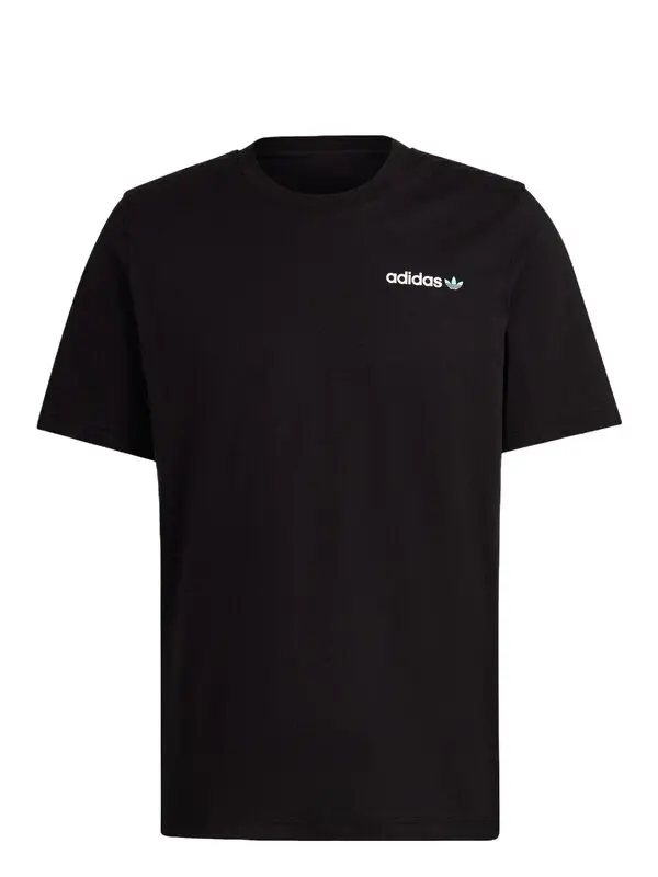 Adidas Originals Back Sailboat Pattern Alphabet Printing Loose Round Neck Short Sleeve Black T-shirt - Default Color
