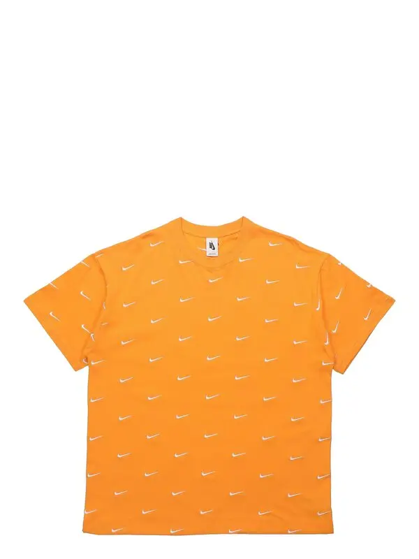 Nike Nrg Swoosh Logo Tee Full Print Logo Embroidered Short Sleeve T-shirt - Yellow