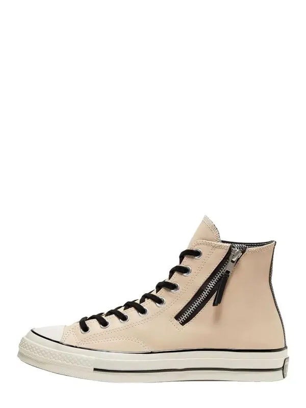 CONVERSE Leather Side Zip Chuck 70 High Top Sneakers - White