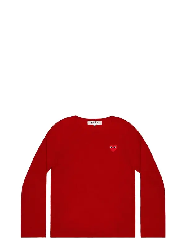 Play Comme Des Garcon Emblem Long Sleeve T-shirt - Red