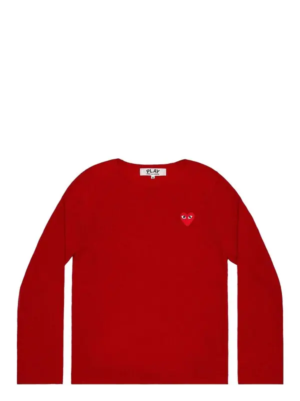 Play Comme Des Garcon Emblem Long Sleeve T-shirt - Red