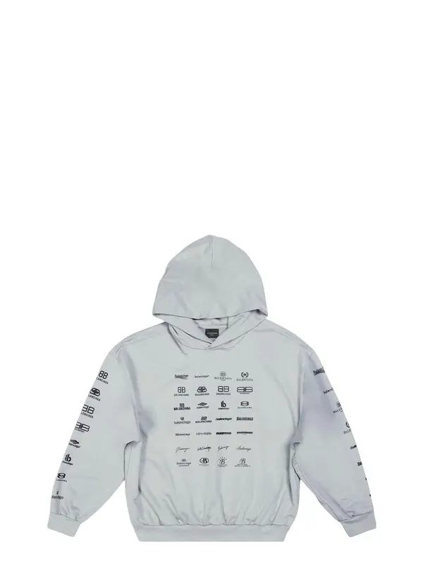 Balenciaga Archives Logos Hoodie - Light Grey