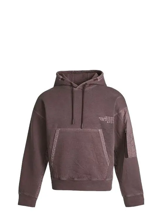 JORDAN Engineered Hooded Long Sleeve Sweater - Redbrown