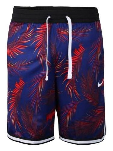 Nike Floral Print Drawstring Basketball Shorts - Blue