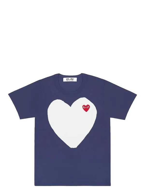 Play Comme Des Garcon White Heart T-shirt - Navy