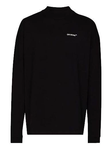 Off-White Fw21 Logo Alphabet Arrow Round Neck Long Sleeves Loose Fit Black T-shirt - Default Color