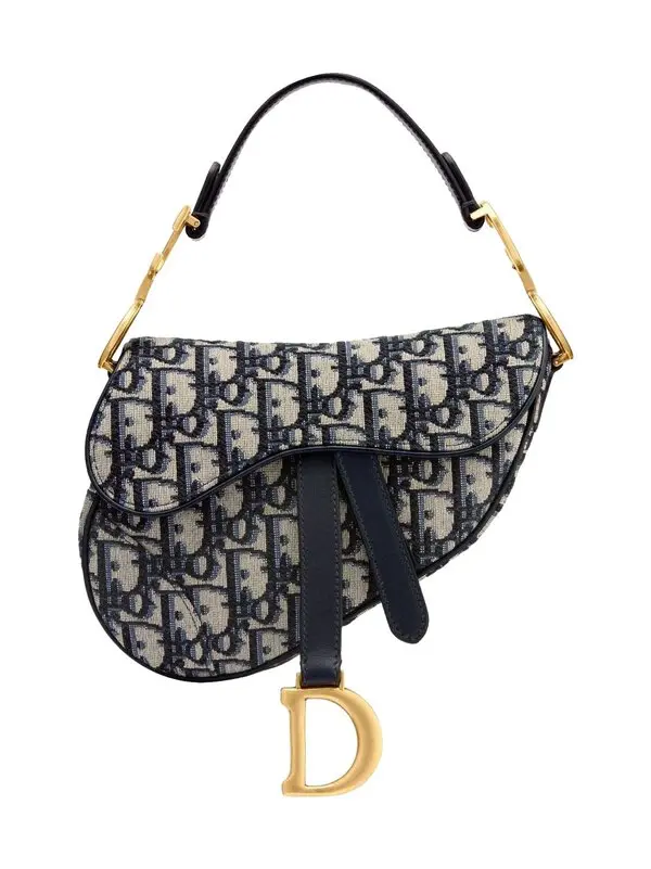 Dior Mini Saddle Bag In Blue Oblique Jacquard - Blue Oblique Jacquard