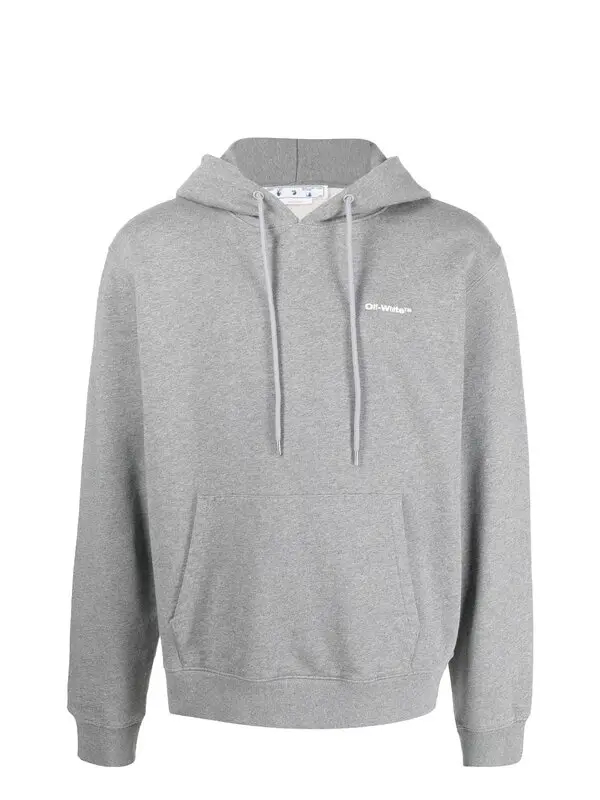 Off-White Wave Outline Diagonal Slim Hoodie - Grey Marl