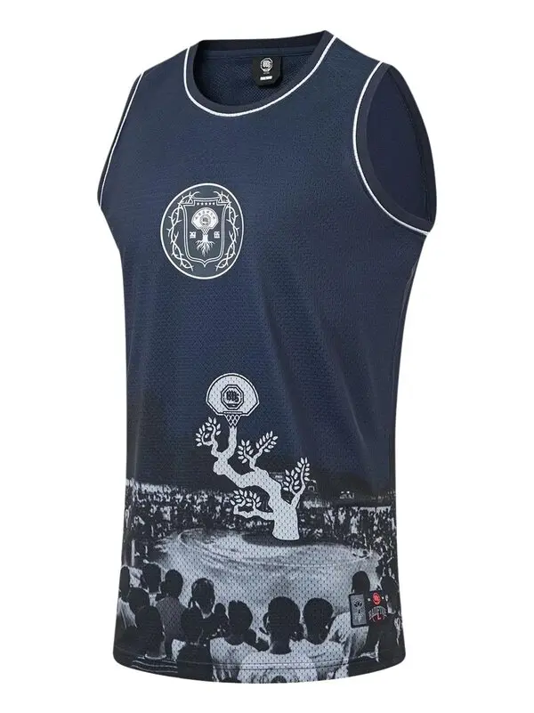LI-NING Badfive Graphic Basketball Jersey - Midnight Navy/white