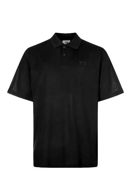 Adidas Y-3 Casual Solid Color Cotton Polo Shirt - Black