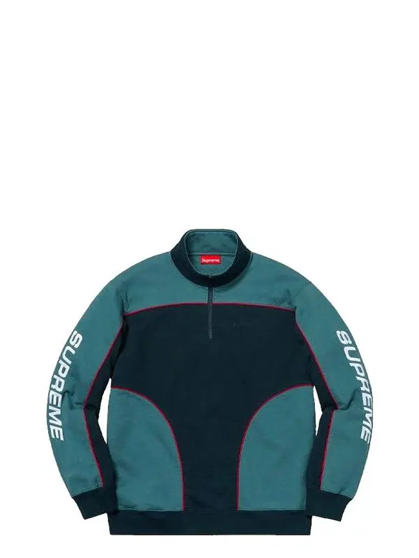 Supreme Fw18 Speedway Half Zip Sweatshirt Navy/dark Teal - Blue/grey