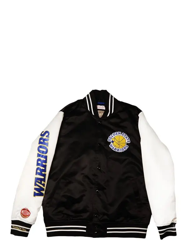 Mitchell & Ness X Nba Golden State Warriors Varsity Satin Jacket - Black