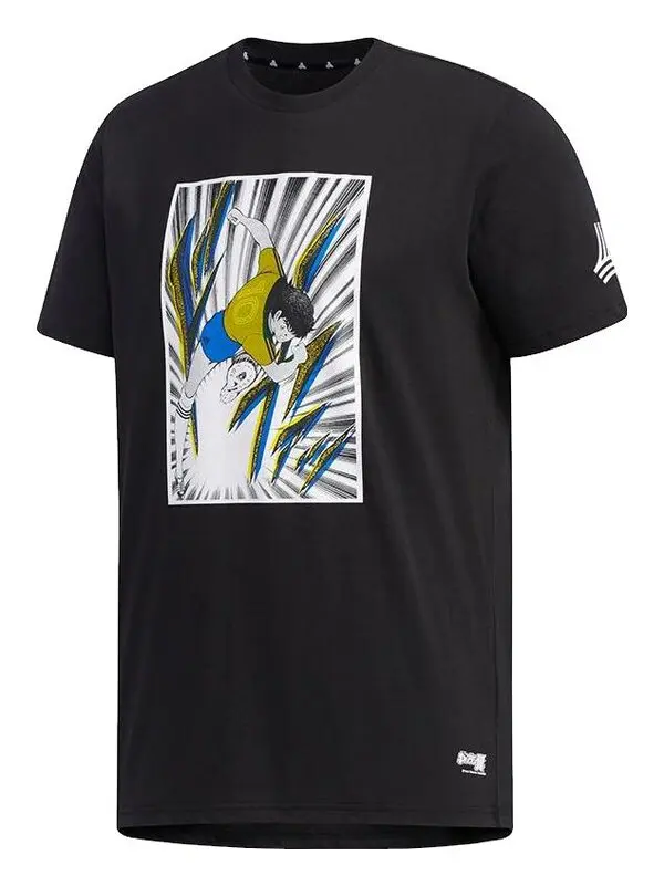 Adidas Tsubasa Tee 1 Causual Sports Foot Ball Male - Black