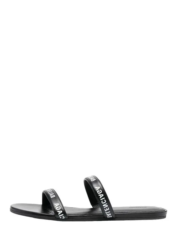 Balenciaga Logo Sandals - Black/white