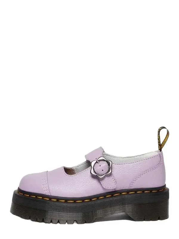 Dr. Martens Addina Flower Buckle Leather Platform Shoes - Lilac