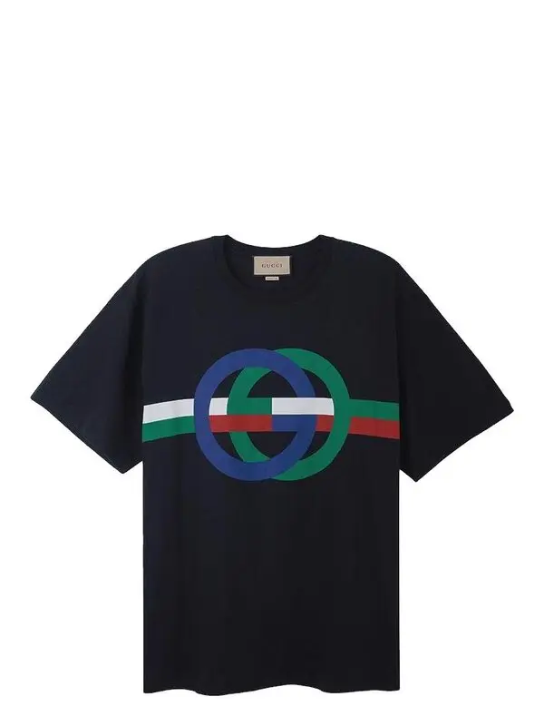 Gucci Round Gg Print Cotton T-shirt - Black