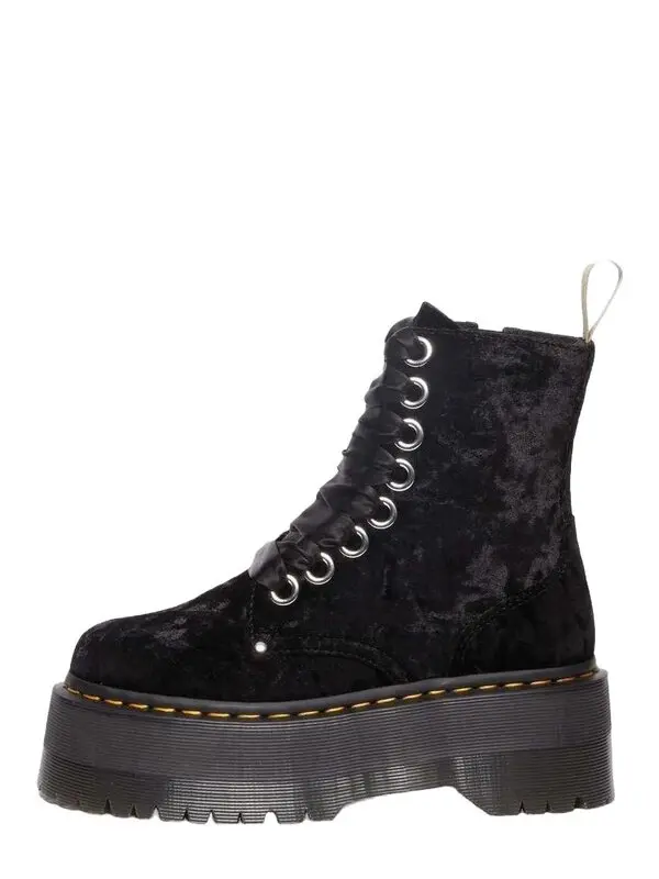 Dr. Martens Vegan Jadon Max Crushed Velvet Platform Boots - Black