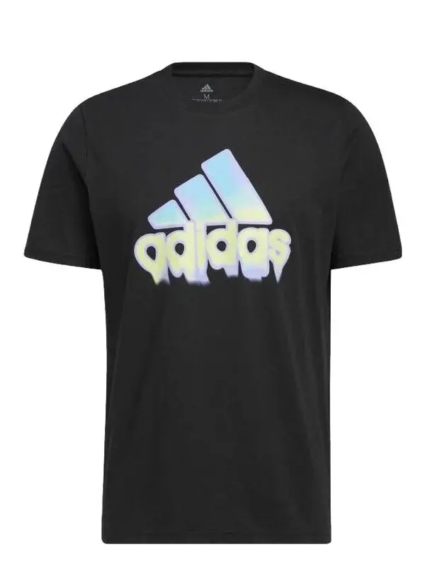Adidas Alphabet Logo Round Neck Short Sleeve Black T-shirt - Multi-color