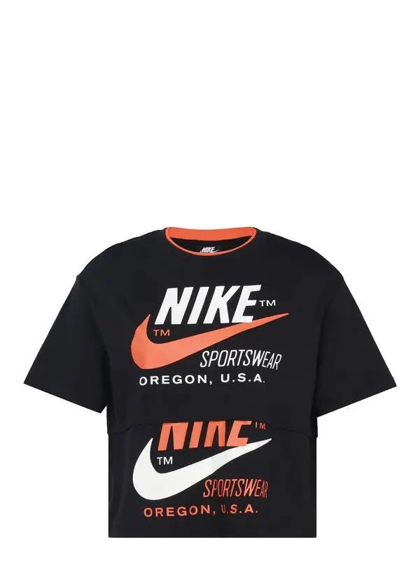 Nike Logo Splicing Short Sleeve T-shirt - Black/multi-color