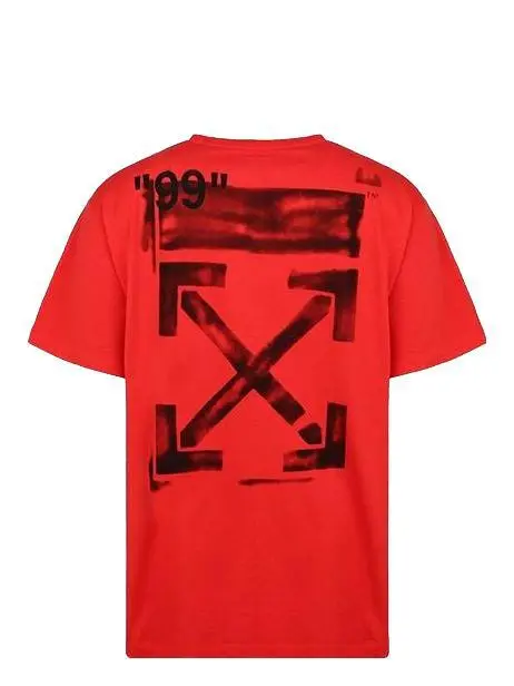 Off-White Ss19 Crew Neck Street Style Plain Cotton Short Sleeves - Red