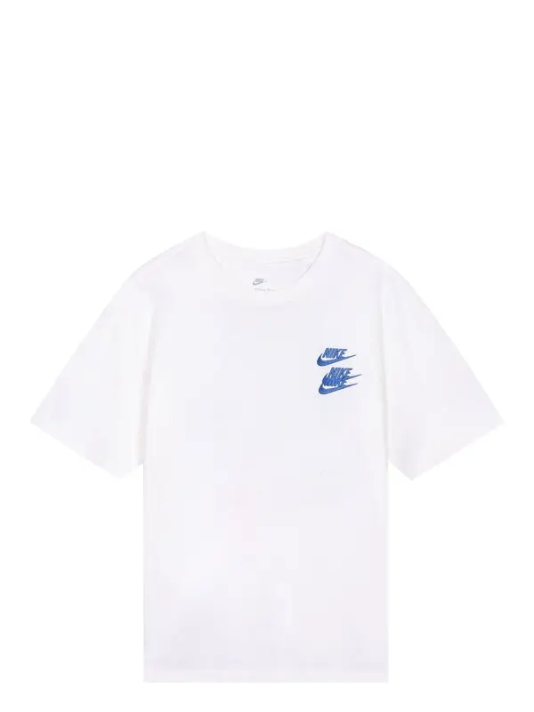 Nike Around The World Subject Embroidered Alphabet Logo Ribbed Round Neck Short Sleeve White T-shirt - Multi-color