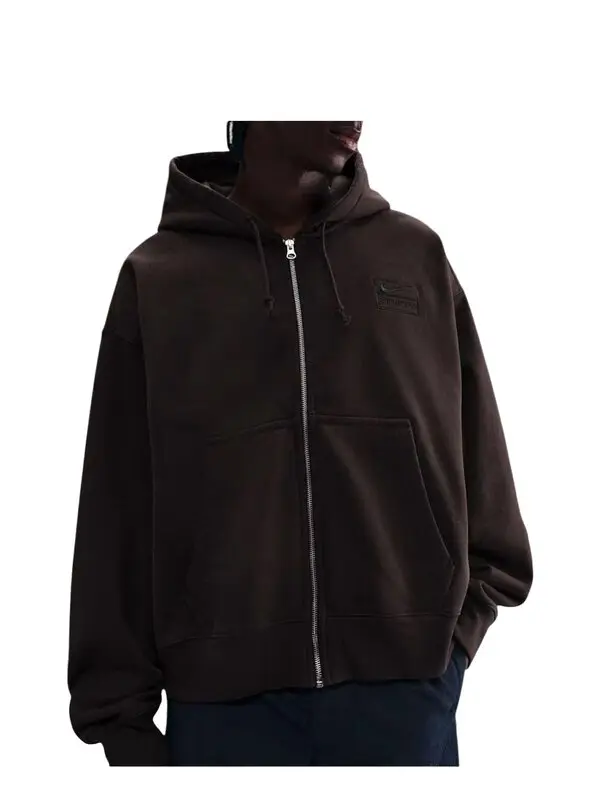 Nike X Stussy Fw25 Full-zip Fleece Hoodie - Brown
