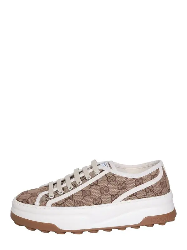 Gucci Gg Canvas Platform Sneakers - Beige/ebony