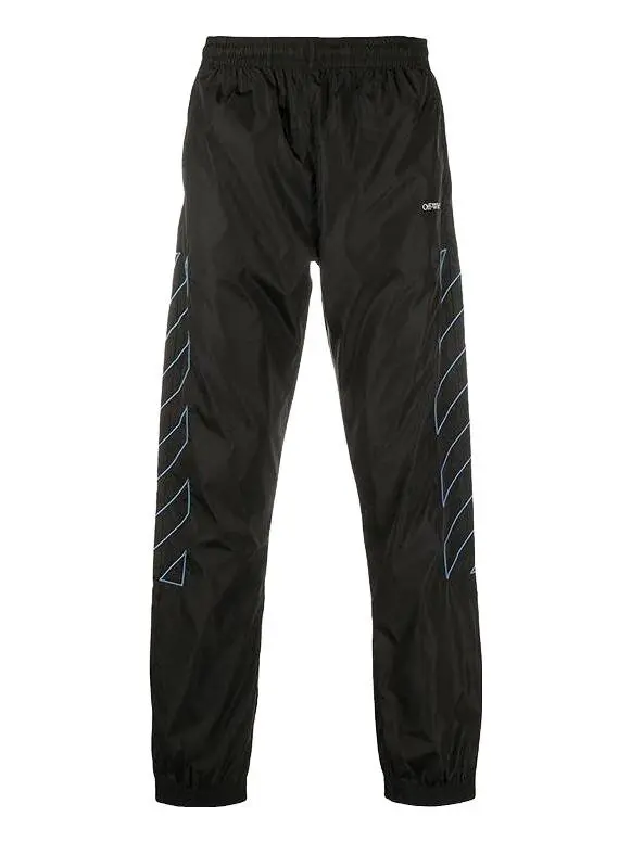 Off-White Stripe Nylon Training Long Pants - Black