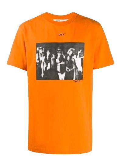 Off-White Graffiti Arrow Pattern Printing Short Sleeve Loose Fit - Orange