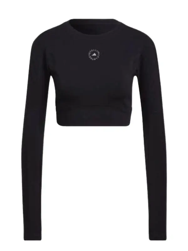 Adidas By Stella Mccartney Truestrength Cropped Long Sleeve T-shirt - Black