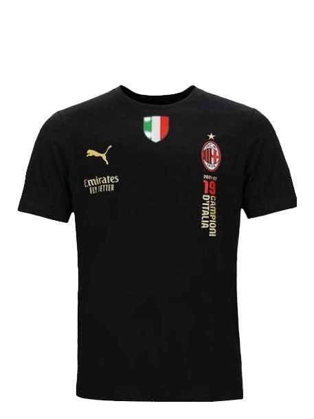 PUMA Ac Milan Official Italian Champions T-shirt - Black