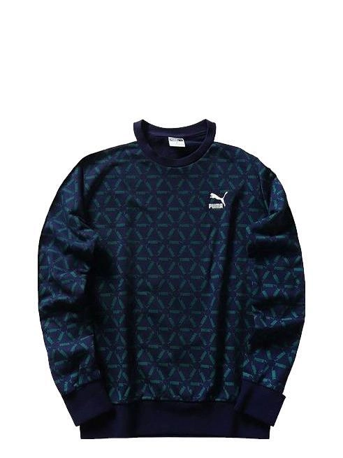 PUMA Crewneck Pullover With All-over Geometric Print - Blue