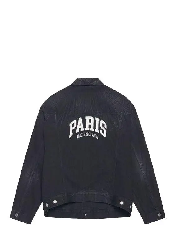 Balenciaga Cities Paris Denim Jacket - Washed Black/white