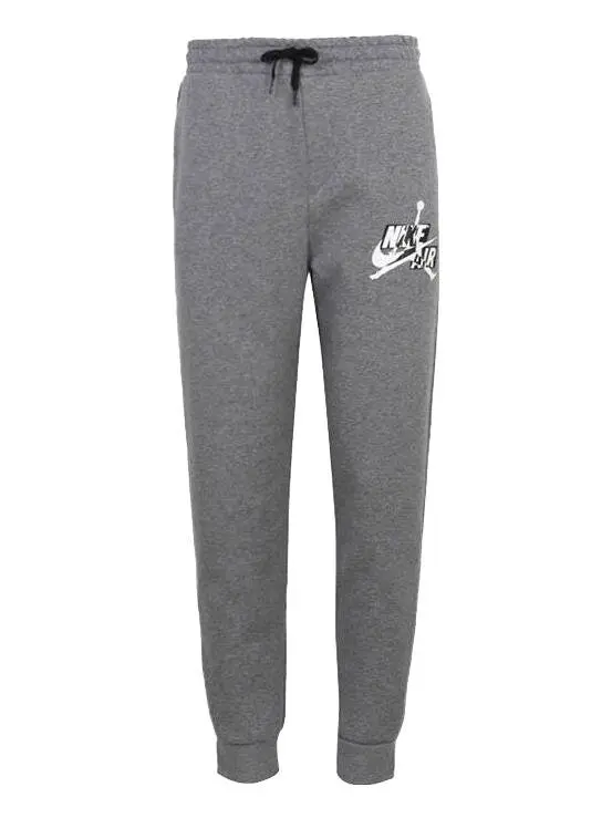 JORDAN Jumpman Classics Flying Printing Drawstring Fleece Lined Slim Fit Pants - Gray