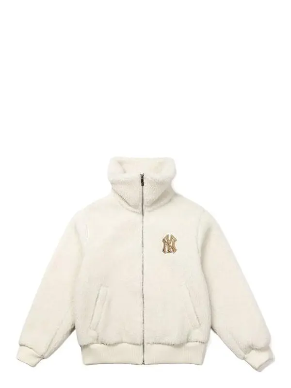 MLB New York Yankees Lambs Wool Zip-up Jacket - White