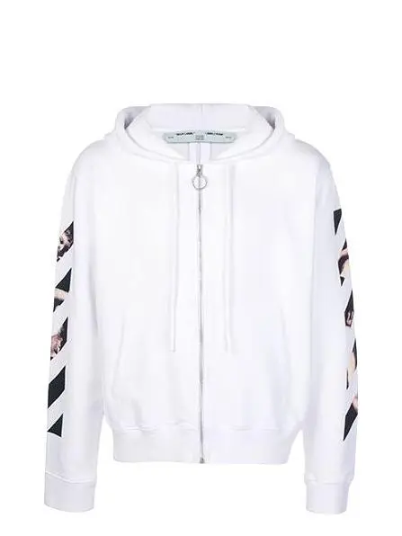 Off-White Caravaggio Arrow Slim Zip Hoodie - White
